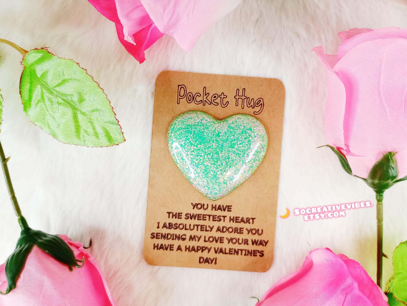 Valentine's Day Pocket Hug Glitter Heart, Keepsake Gifts, Thinking of ...