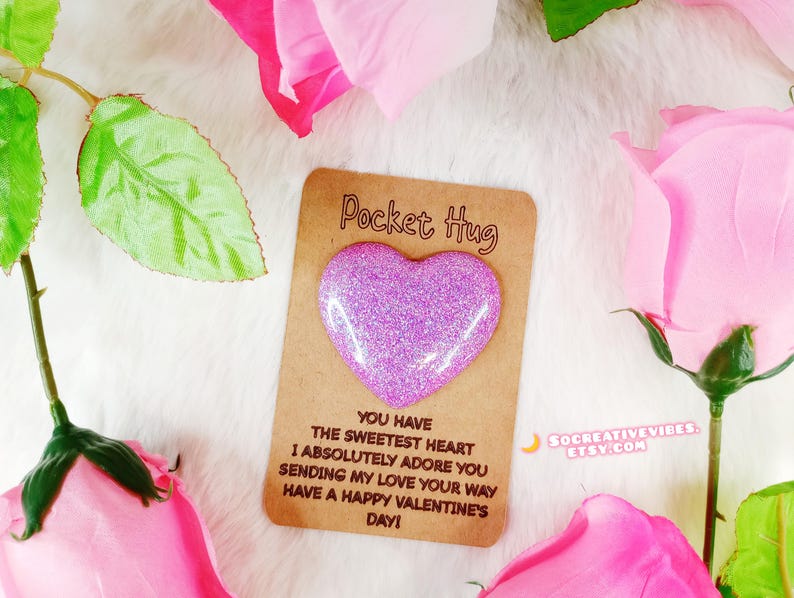 Valentine's Day Pocket Hug Glitter Heart, Keepsake Gifts, Thinking of ...