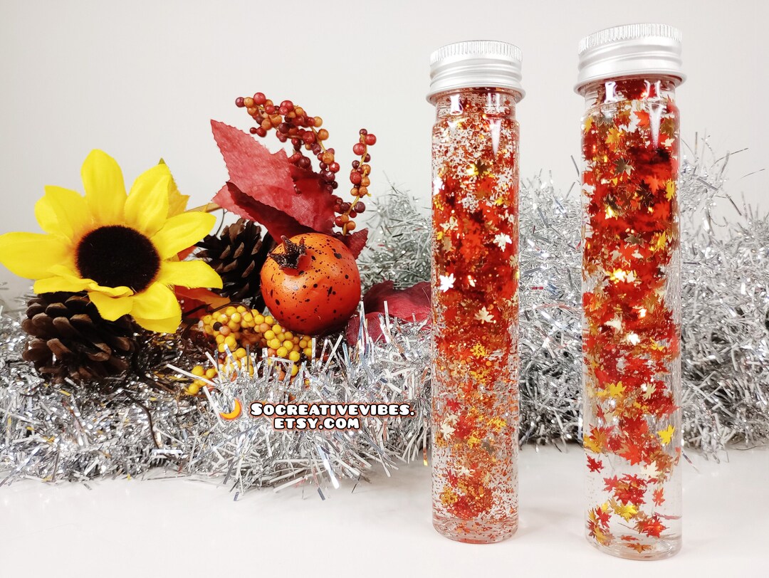 Fall Leaf Glitter Sensory Bottle, Calming Bottles, Anxiety Relief ...