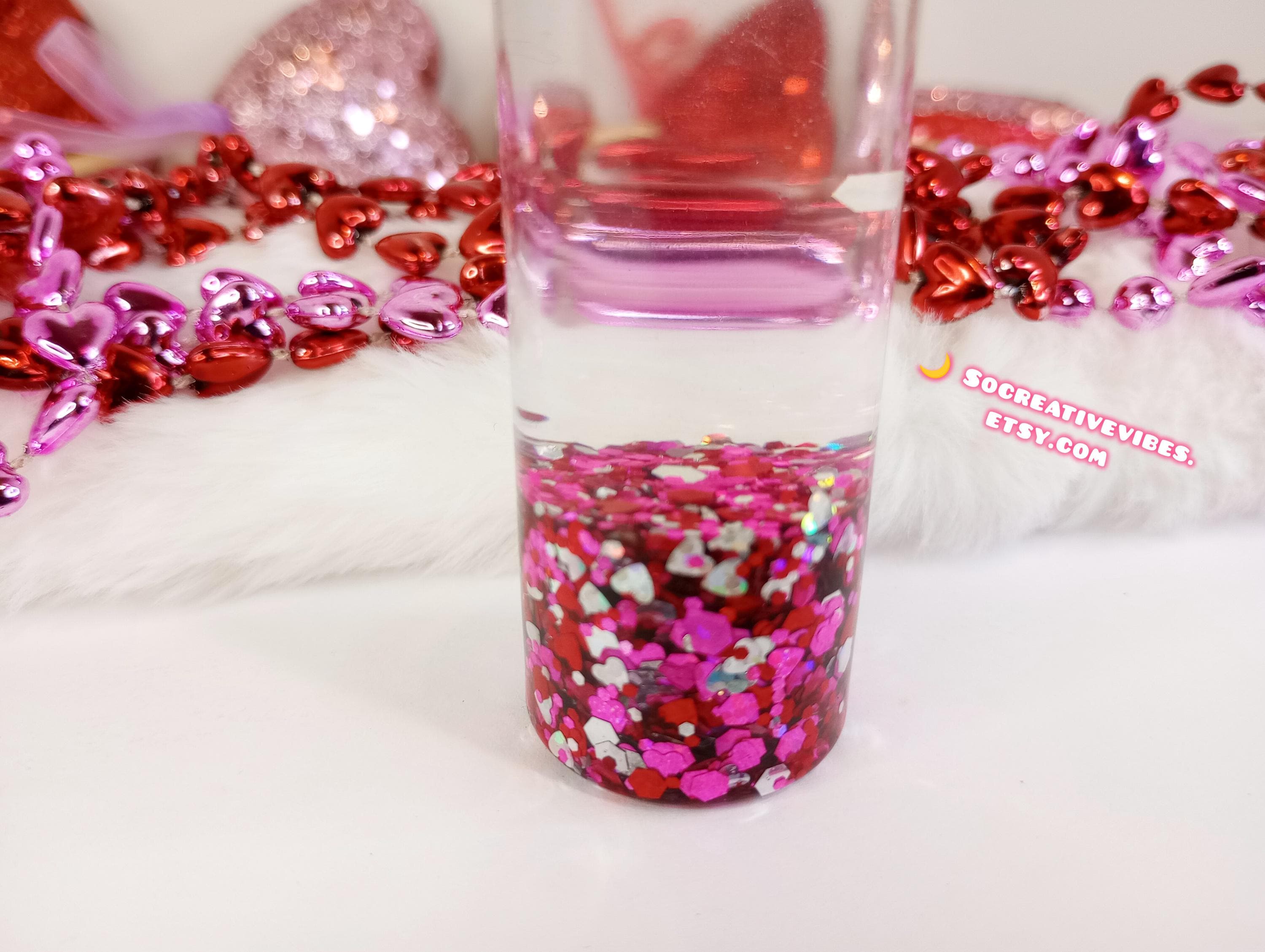 Valentine's Day Glitter Sensory Bottle, Calming Bottles, Anxiety Relief ...