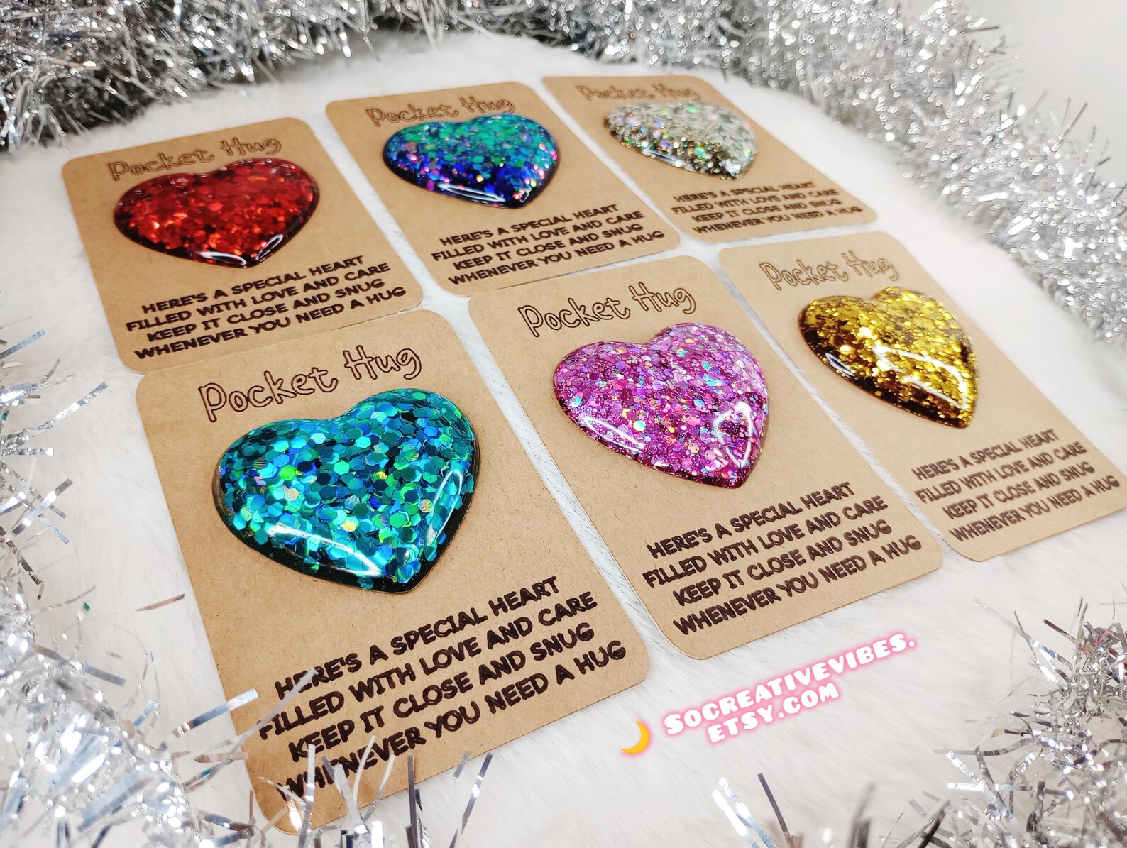 Pocket Hug Glitter Heart, Keepsake Gifts, Thinking of You, Pocket Hug ...