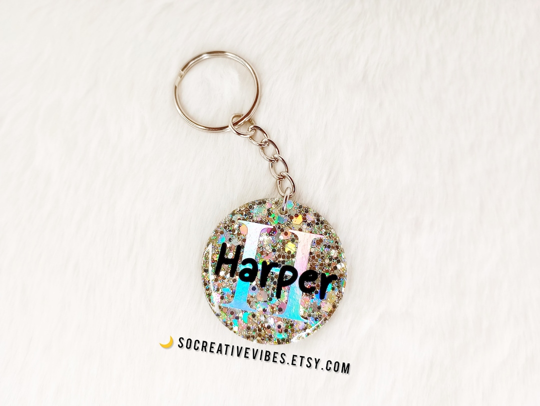 Harper Glitter Keychain, Personalized Keychain, Backpack Charm, Name ...