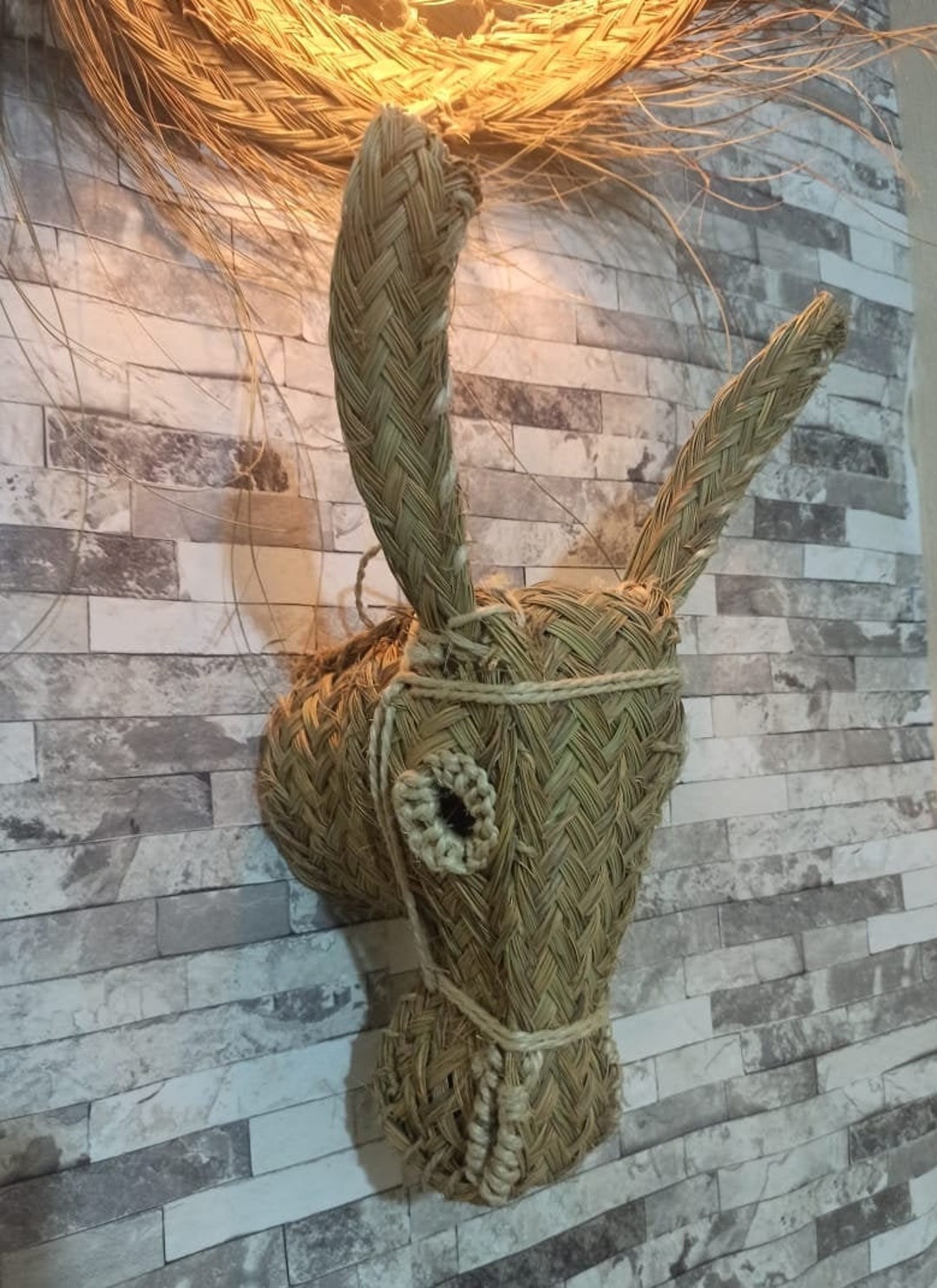 Woven Fiber Head Wall Decormoroccan Handmade Rattan Donky Head Wall ...