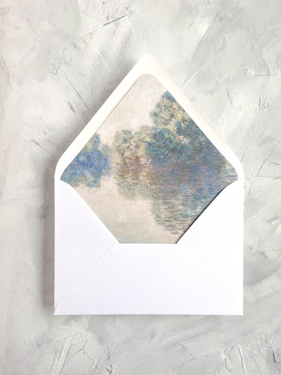 Monet Painting Wedding Invitation Envelope Liner Neutral Fine - Etsy
