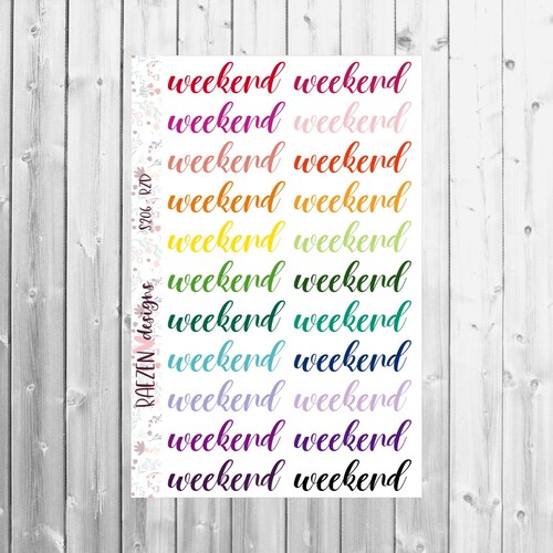 Foil Weekend Banner Planner Stickers Foiled Script Weekend - Etsy