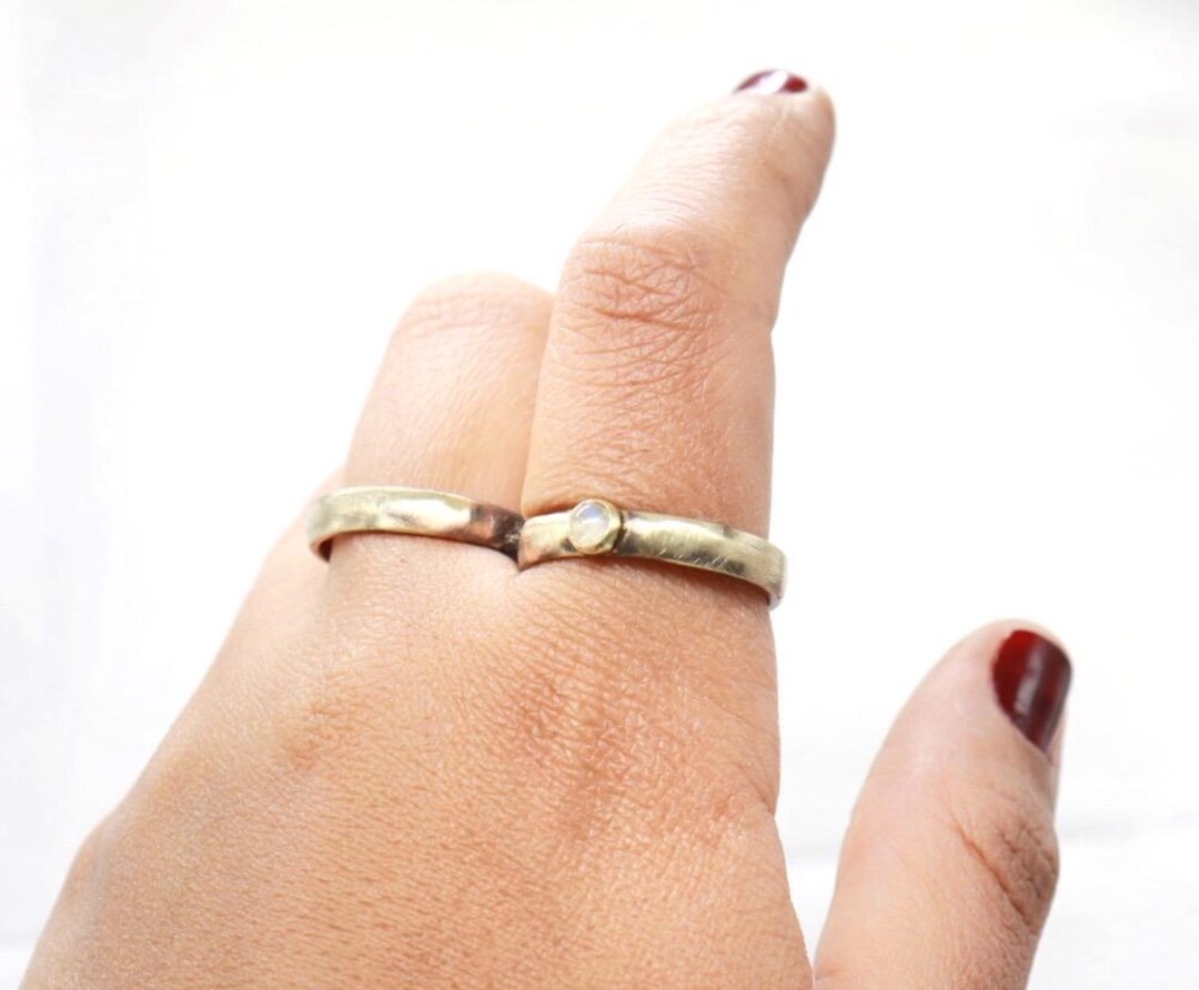 Handmade Brass Buddy Splint Ring With Moonstone: Finger Support - Etsy