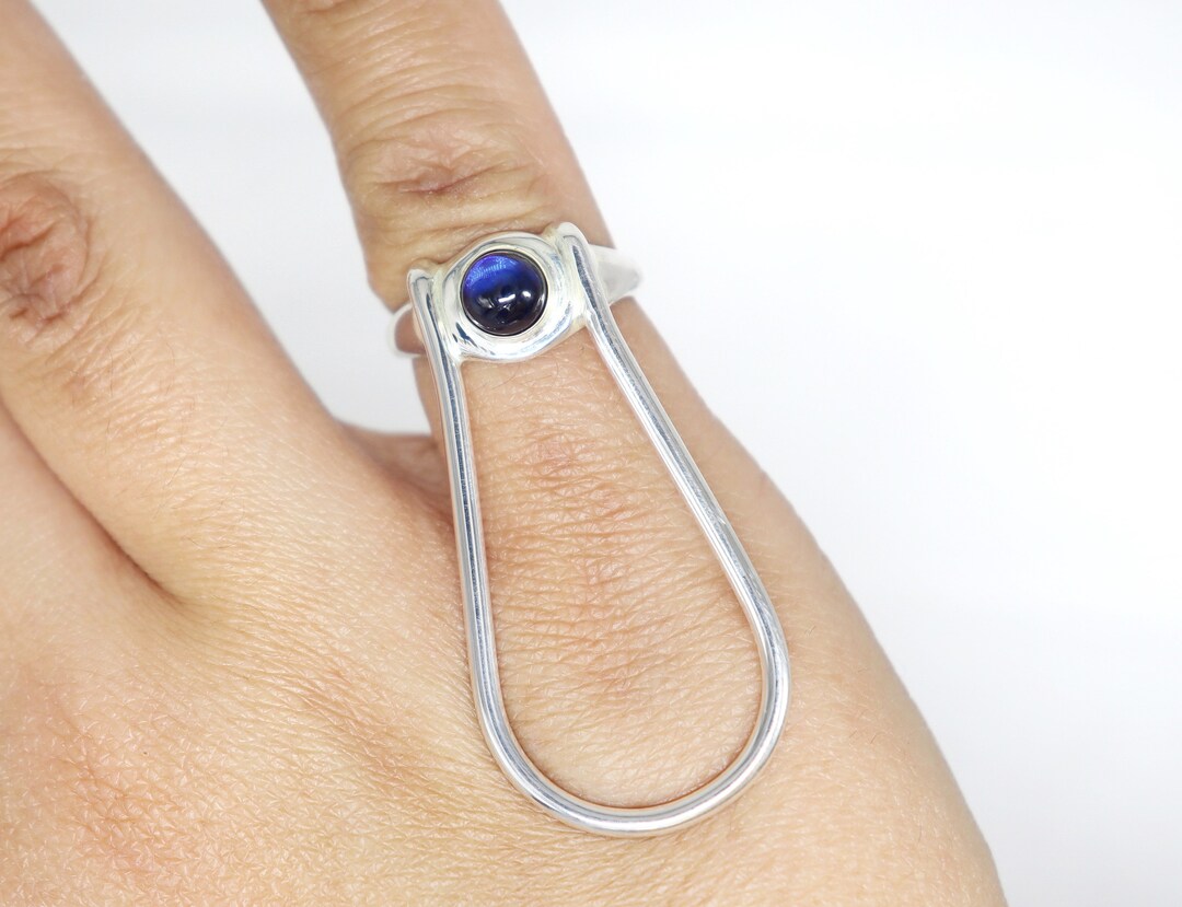 MCP Joint Splint Ring With Sapphire • Sterling Silver Splint Ring ...