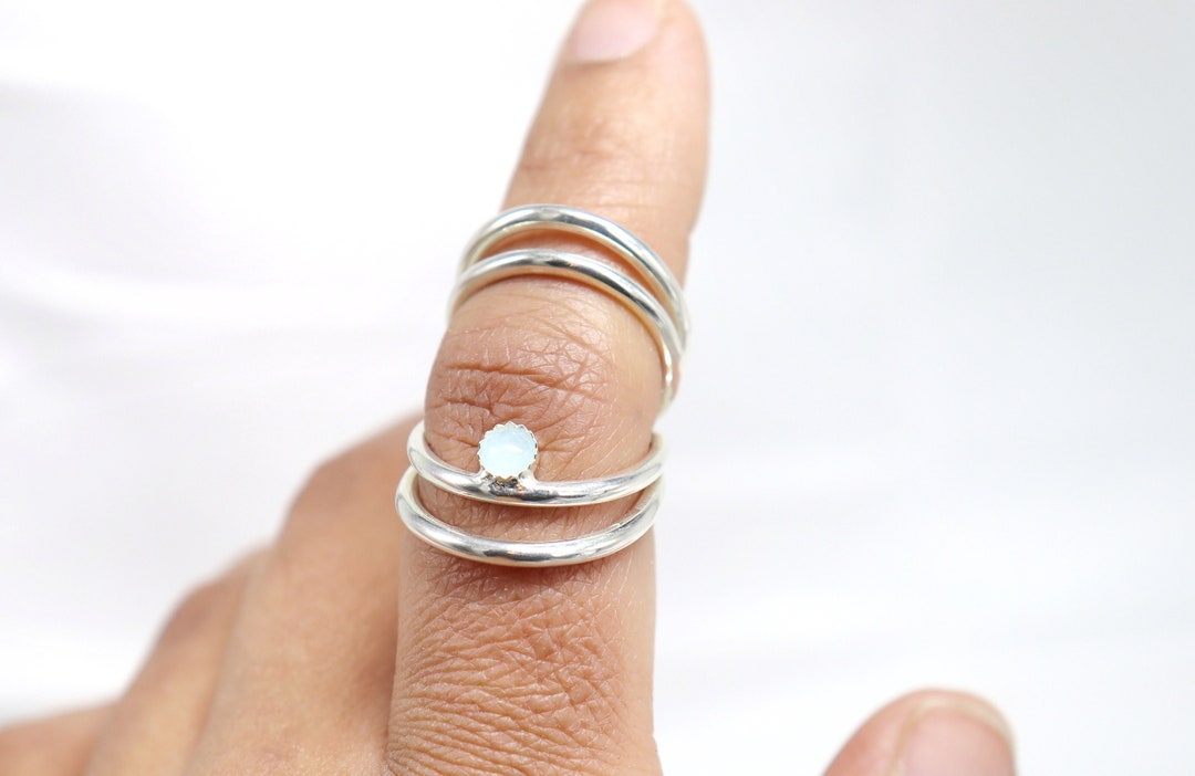 Swanbelleaquamarine Ring Splint Sterling Silver Swan Neck Splint for ...