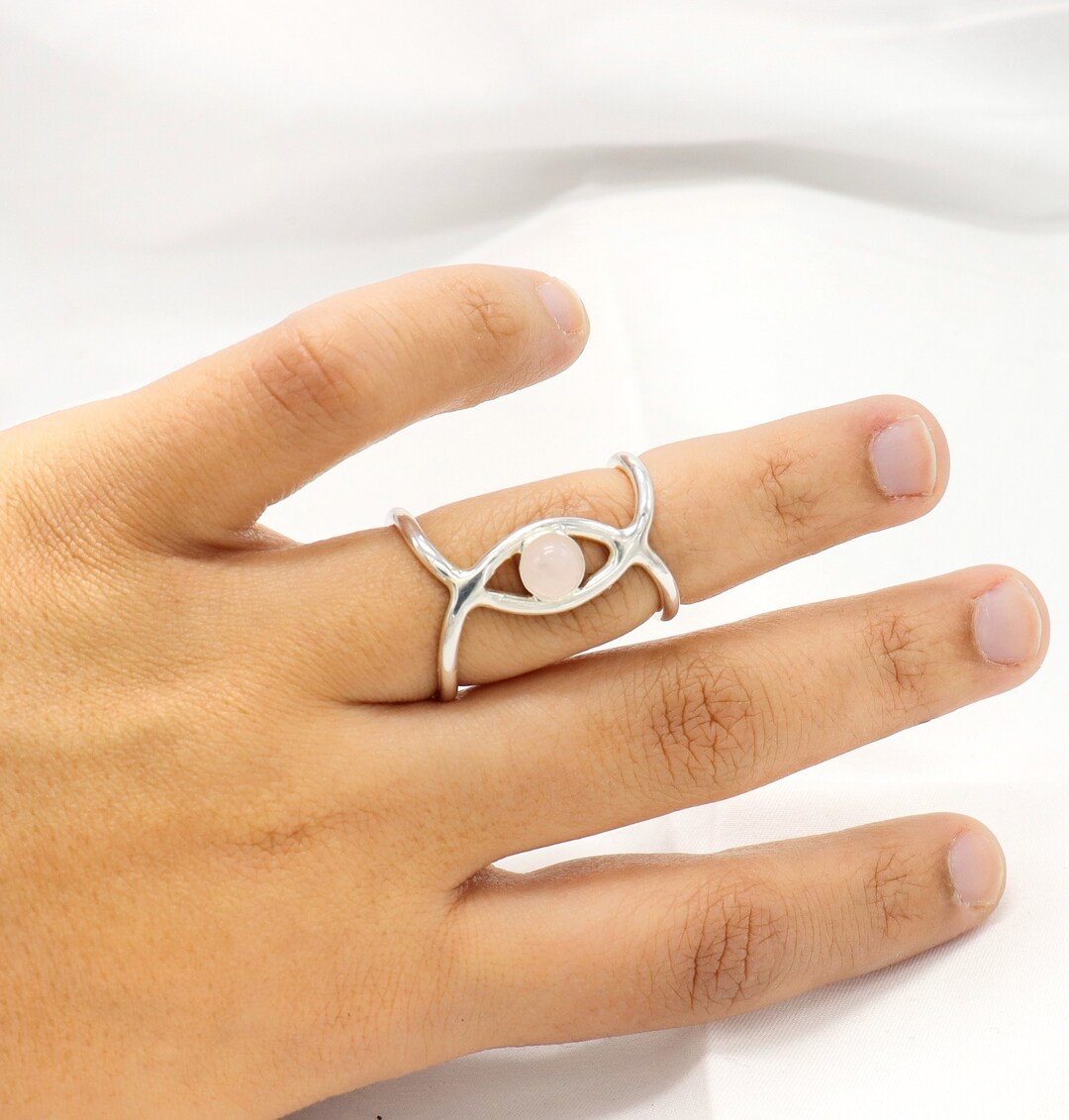 Eyetriggersplint ™ Finger Ring Splint With Rose Quartz Stone • Sterling ...