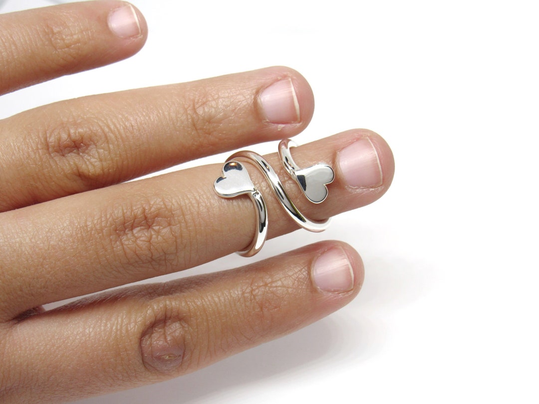 Sterling Silver Heart Mallet Finger Splint Ring - Etsy