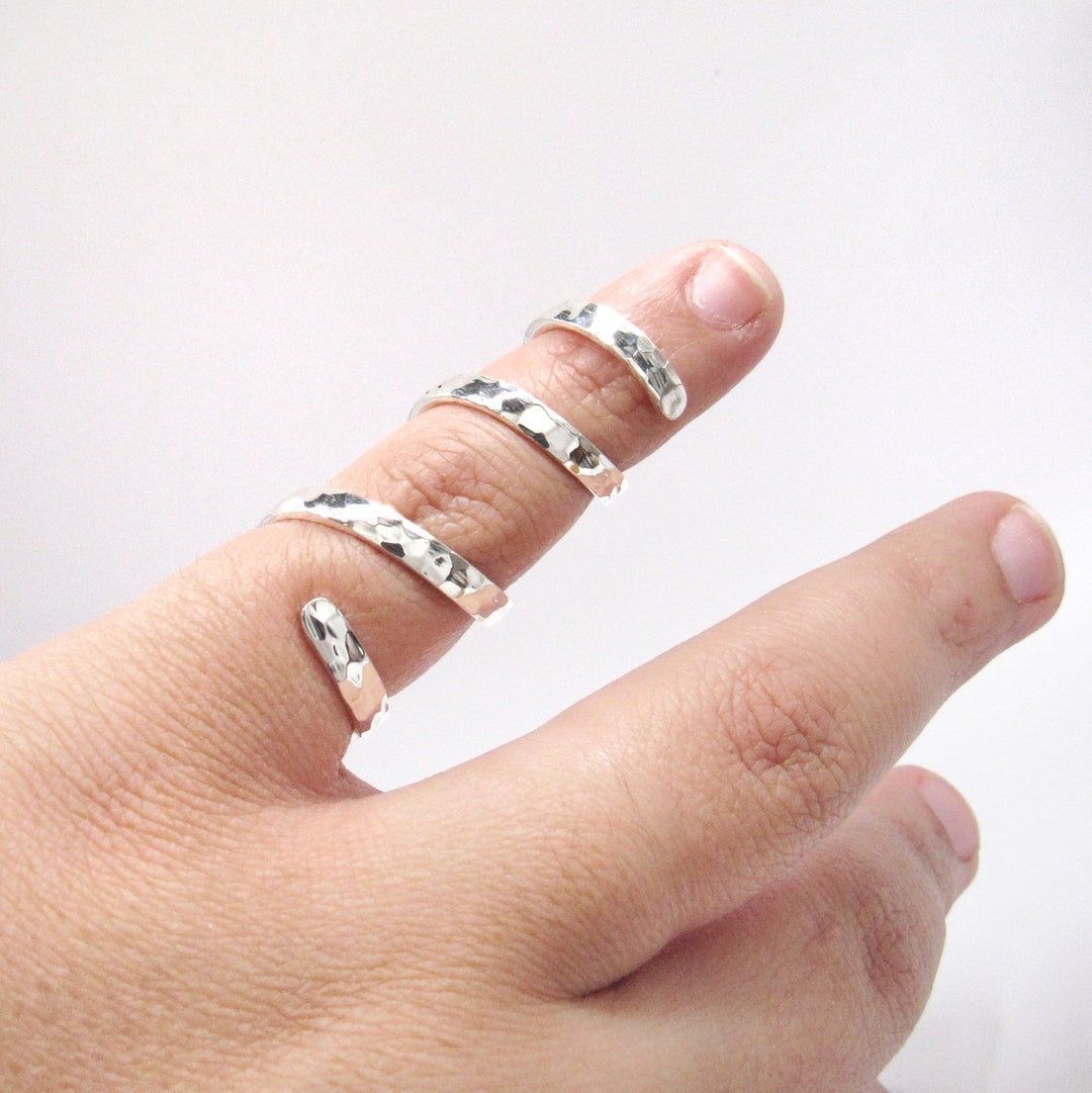 Sterling Silver Spiral Splint Ring Hammered Spiral Splint Ring Thumb ...