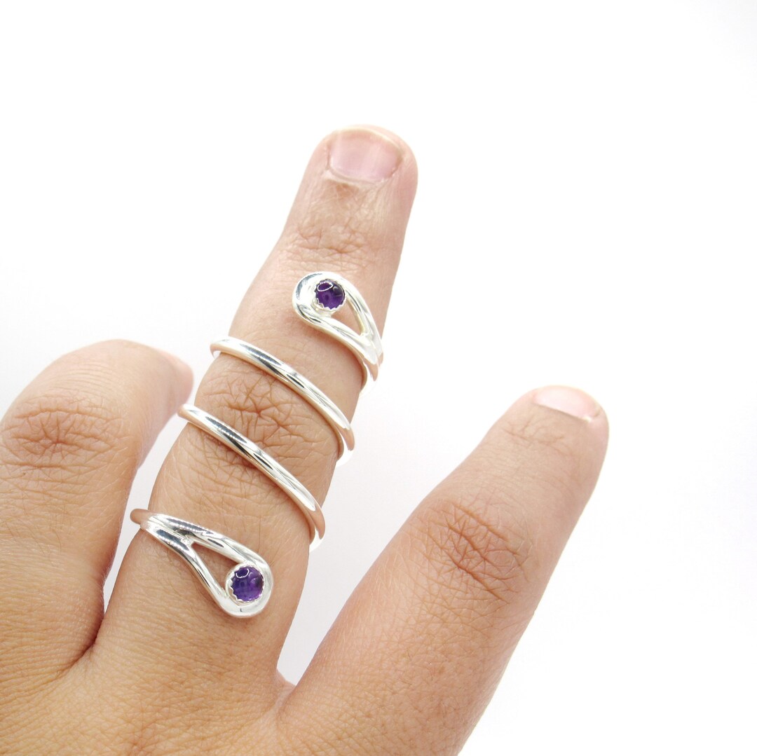 Sterling Silver Dropspiral © Splint Ring With Amethyst • Spiral Splint ...