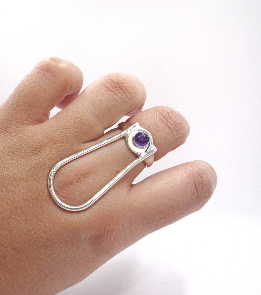 MCP Joint Splint Ring With Amethyst • Sterling Silver Splint Ring ...