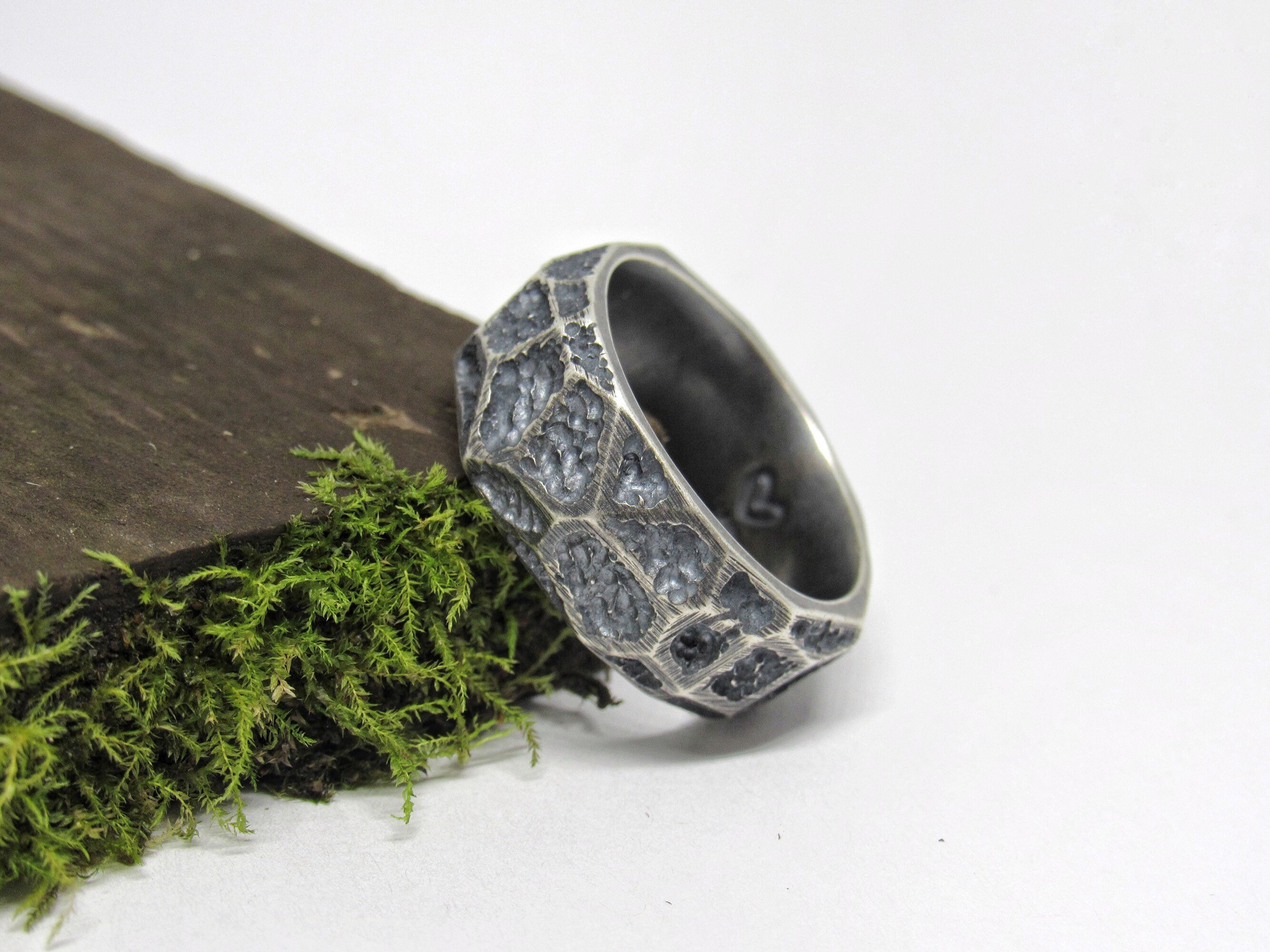 Rustic Forged Silver Ring Mens Ring Handcrafted Wedding - Etsy