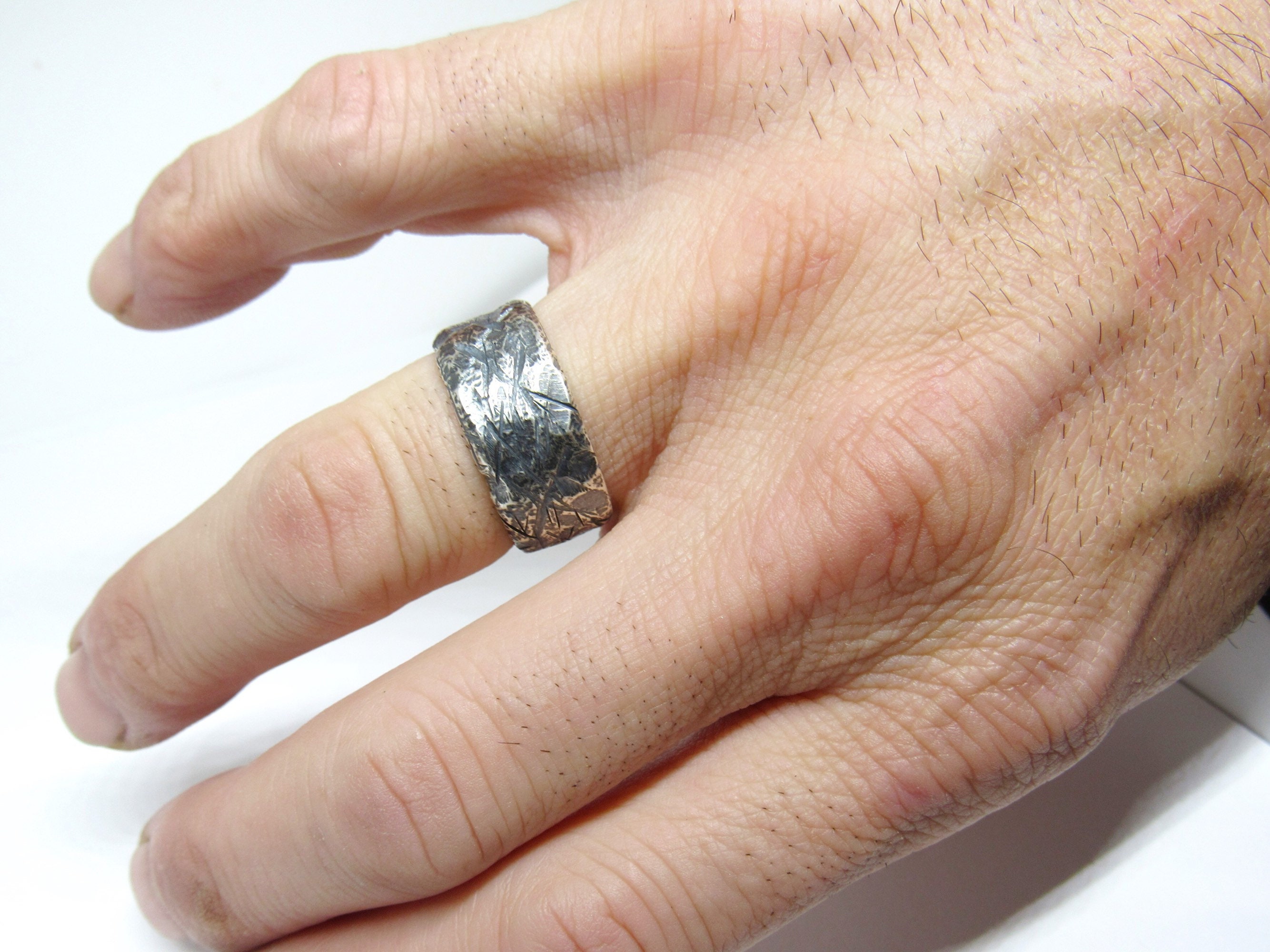 Rustic Sterling Silver Mens Ring Custom Hand Stamp | Etsy