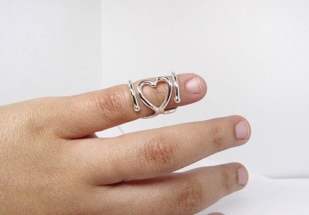 Handmade Sterling Silver Heart Finger Splint Ring - Etsy