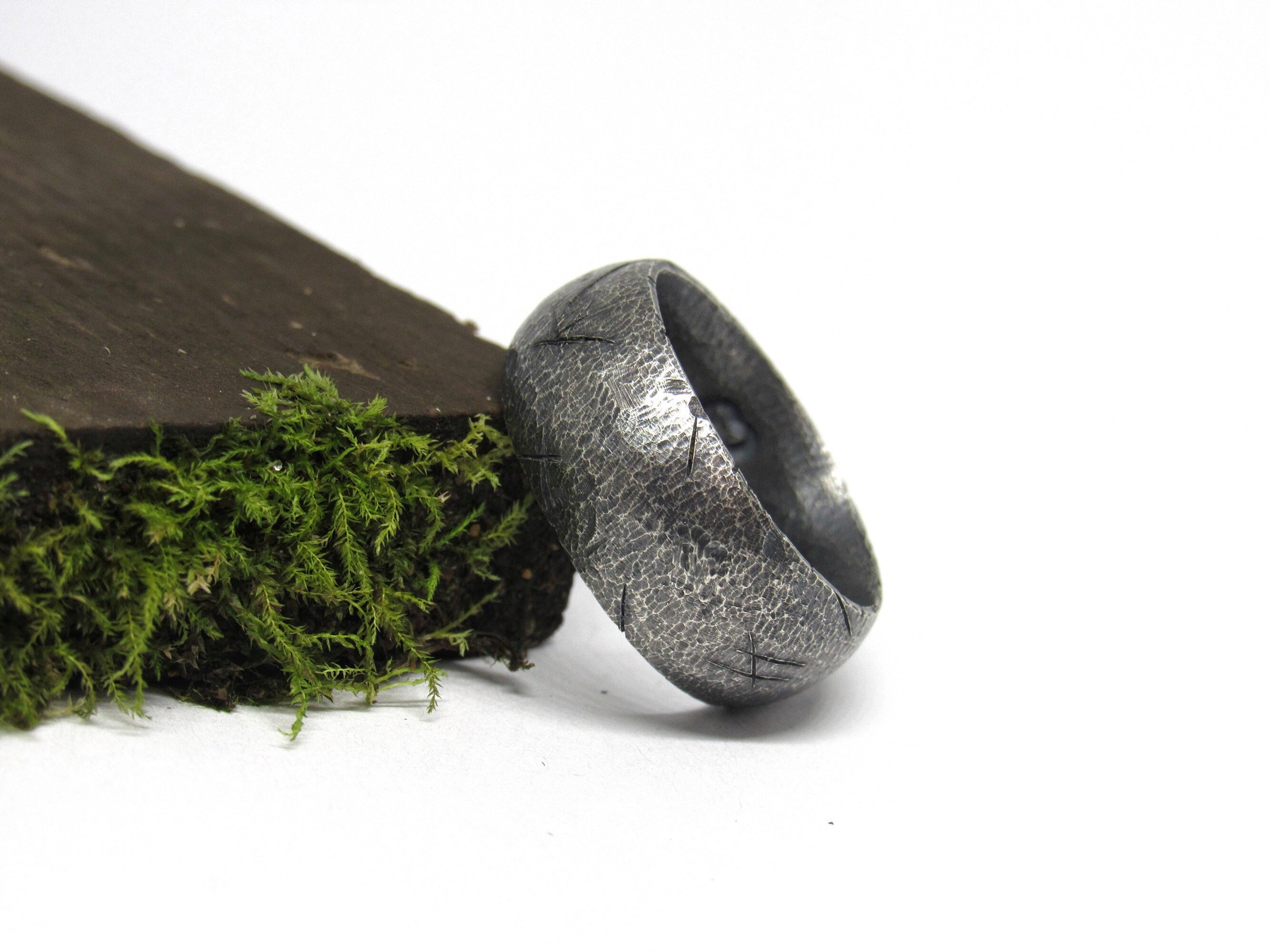 Rustic Silver Ring Unique Handcrafted Ring Wedding Band | Etsy