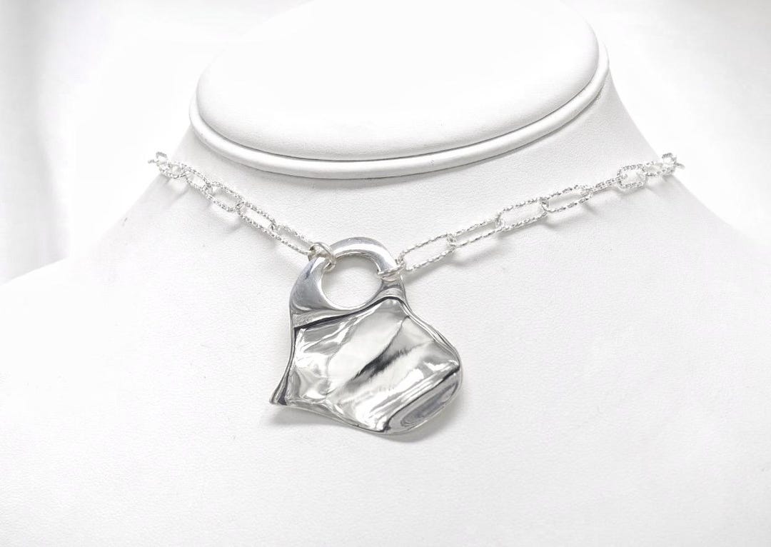 Handmade Sterling Silver Void Heart Necklace • Sculptural Open Heart ...