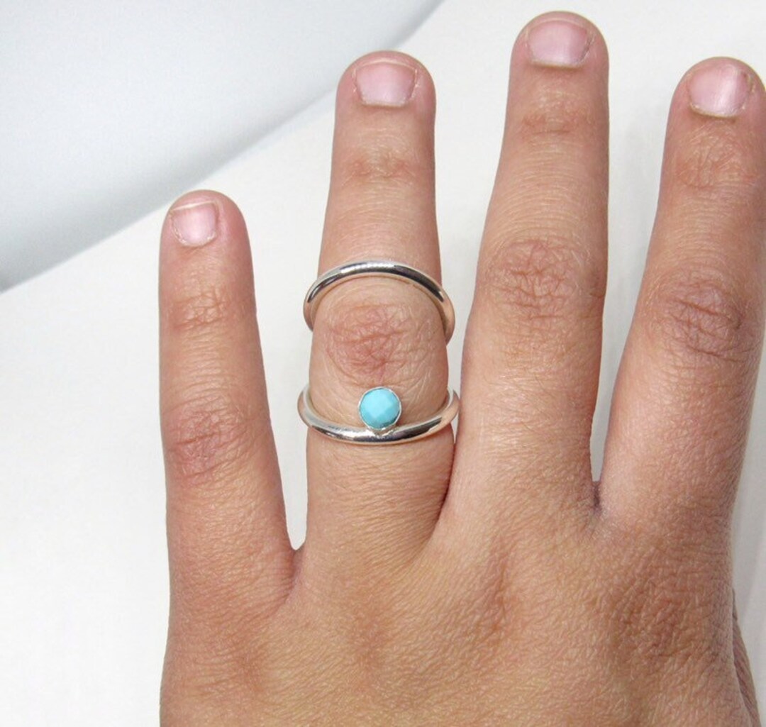 Swan Splint Ring With Turquoise Stone• Adjustable for PIP or DIP Joints ...