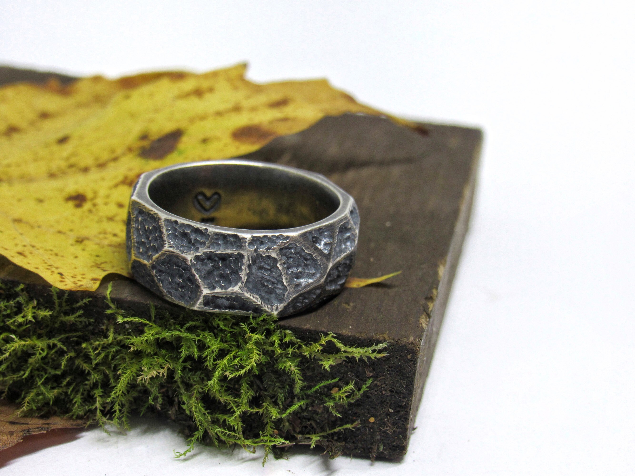 Rustic Forged Silver Ring Mens Ring Handcrafted Wedding | Etsy