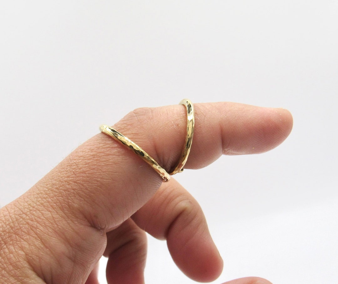 Adjustable Splint Ring Hammered in 14k Yellow Gold Fill Adjustable for ...
