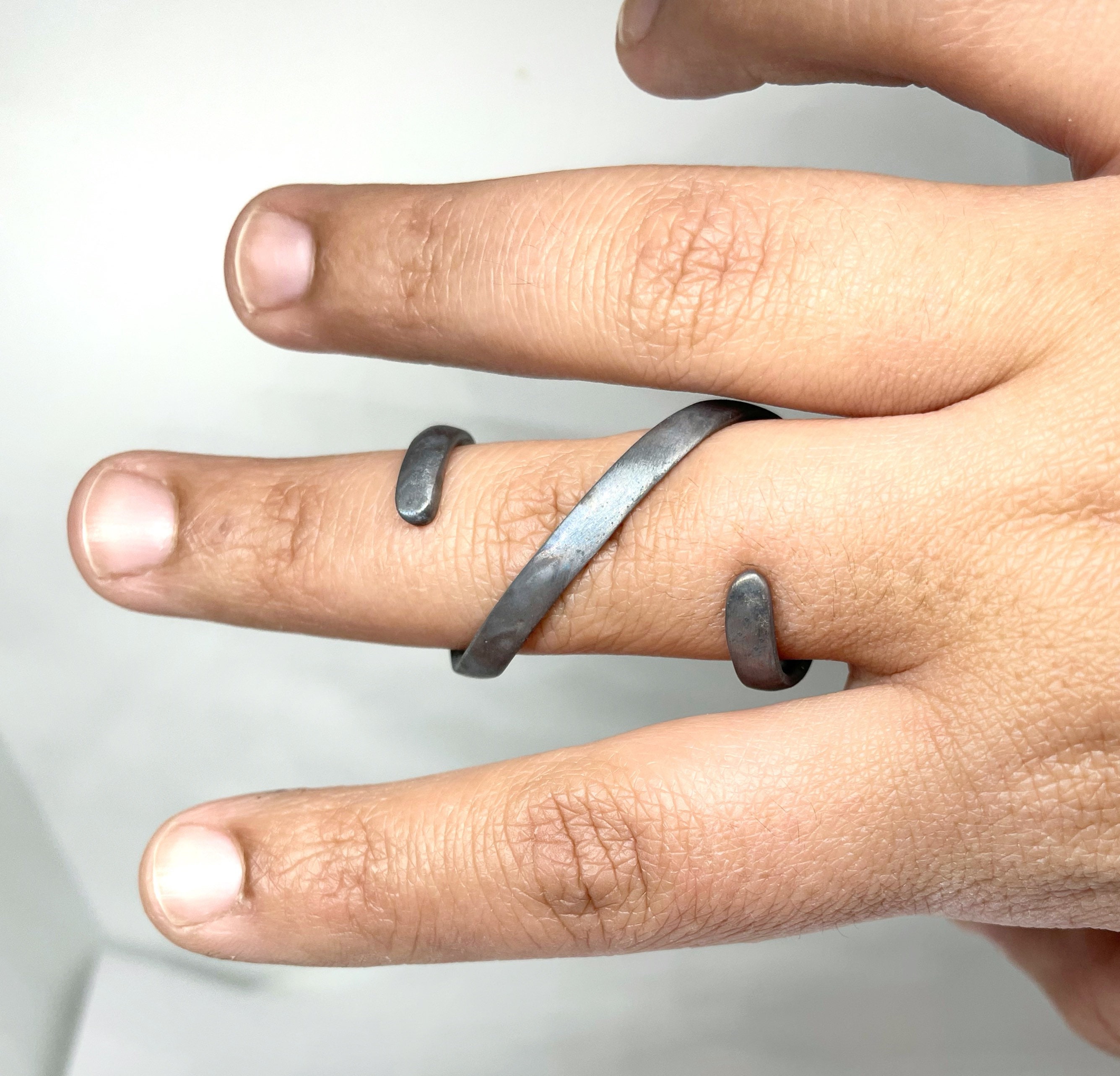 Oxidized Sterling Silver Spiral Splint Ring Spiral Splint | Etsy