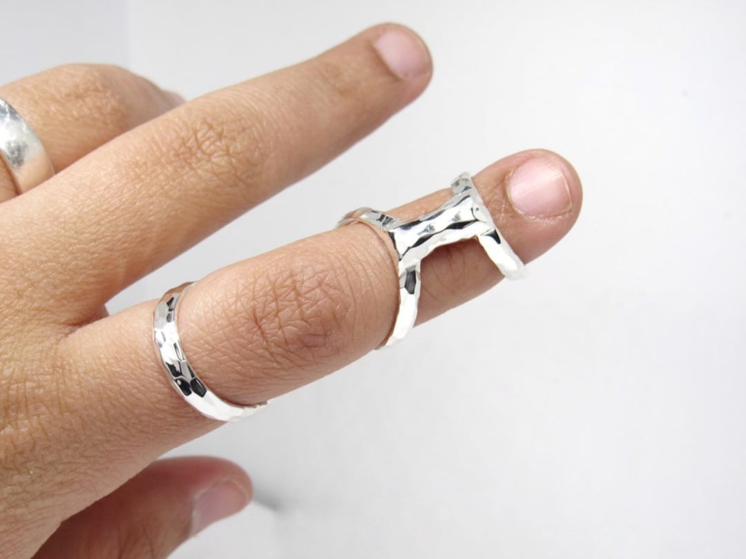 Boutonniere Swan Silver Splint Ring • Hammered Combination Splint ...