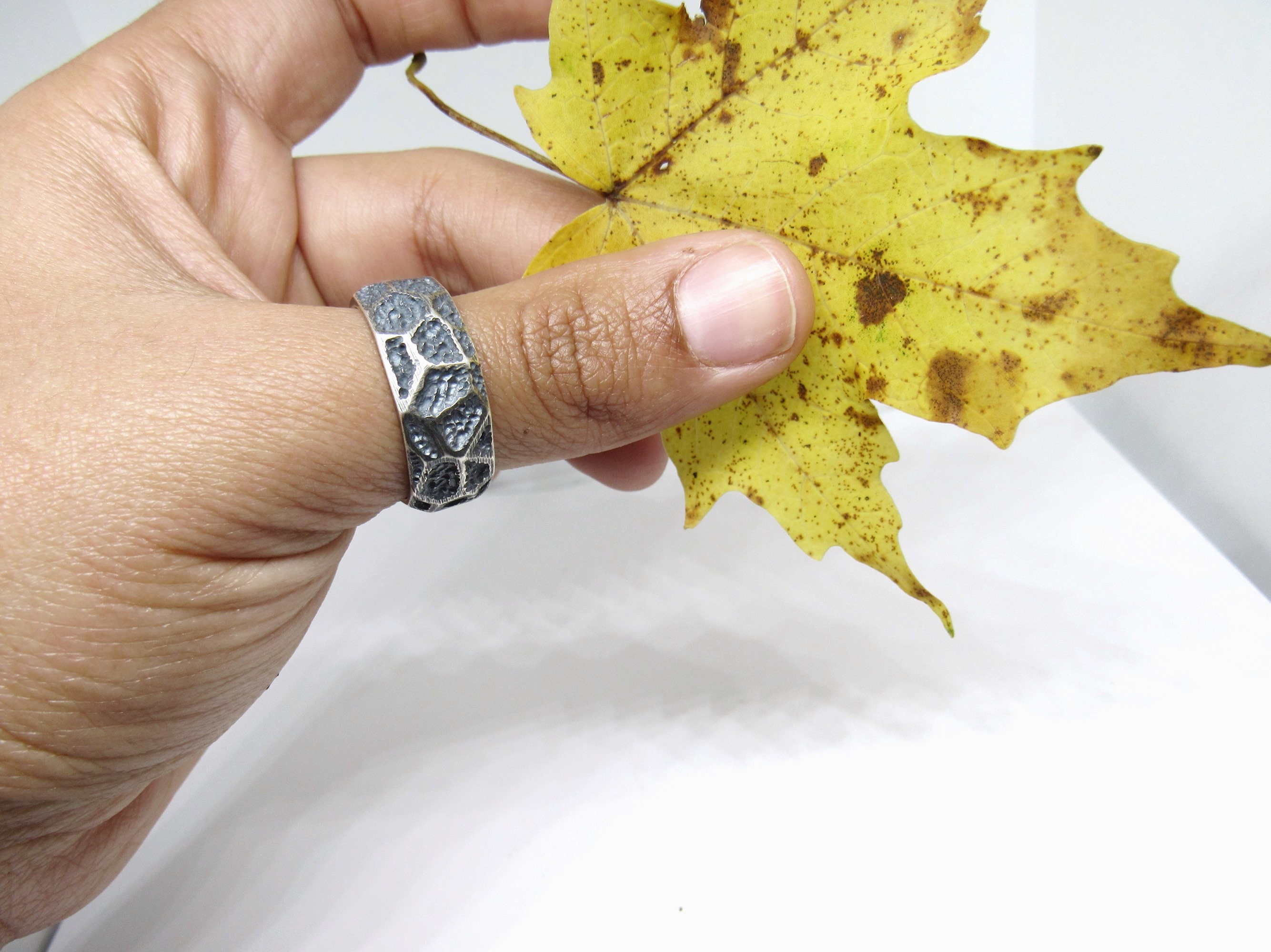 Rustic Forged Silver Ring Mens Ring Handcrafted Wedding | Etsy