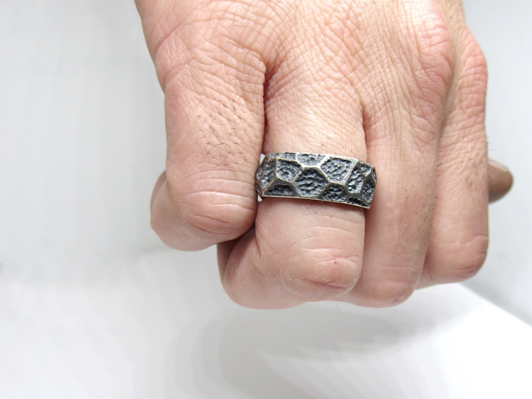 Rustic Forged Silver Ring • Mens Ring • Handcrafted Wedding Band ...
