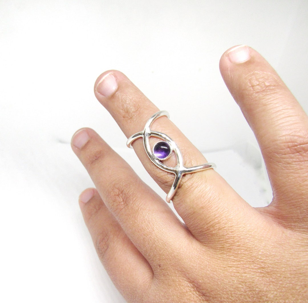 Eyetriggersplint ™ Finger Ring Splint With Amethyst • Sterling Silver ...