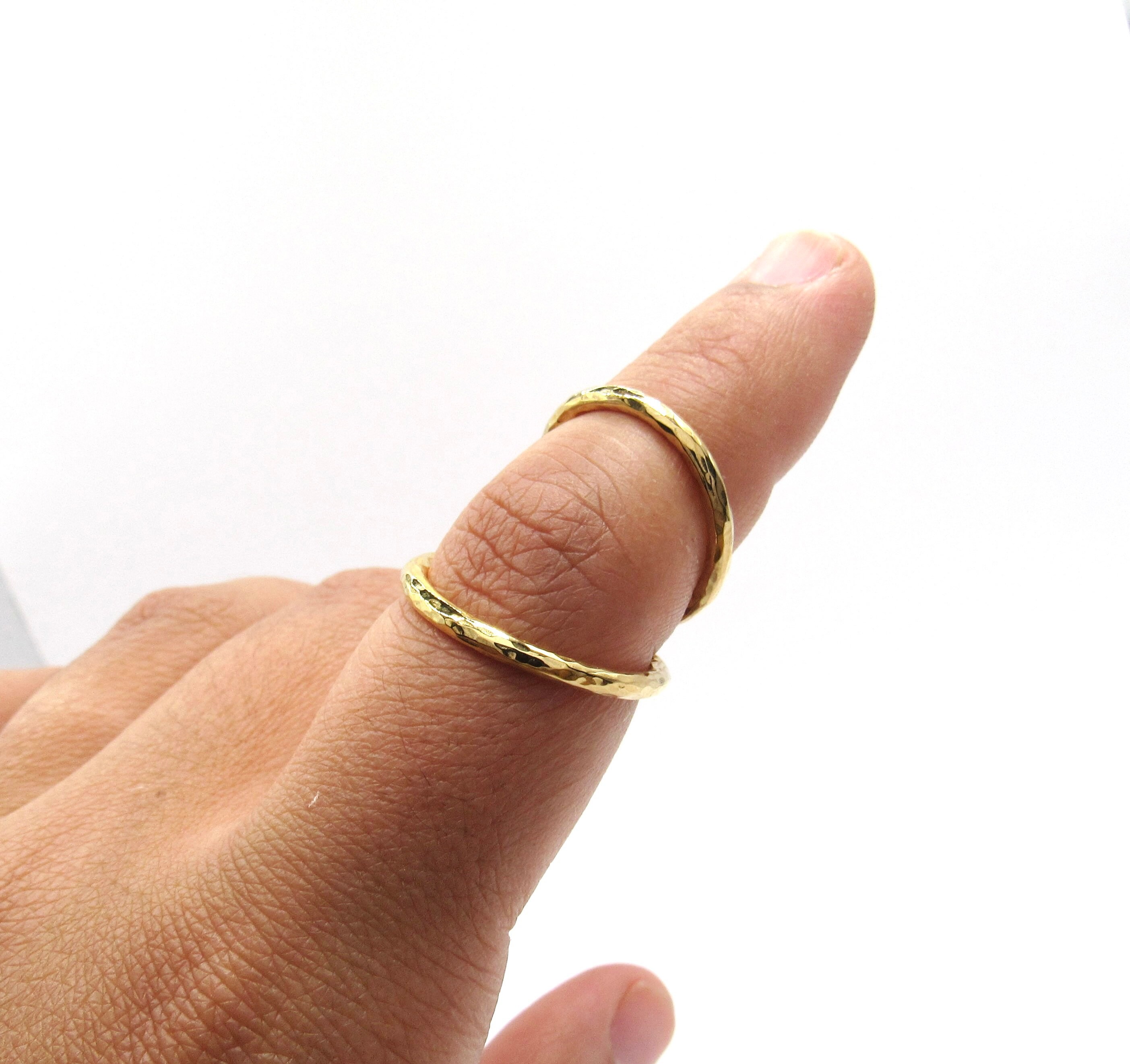 Adjustable Splint Ring Hammered in 14k Yellow Gold Fill - Etsy