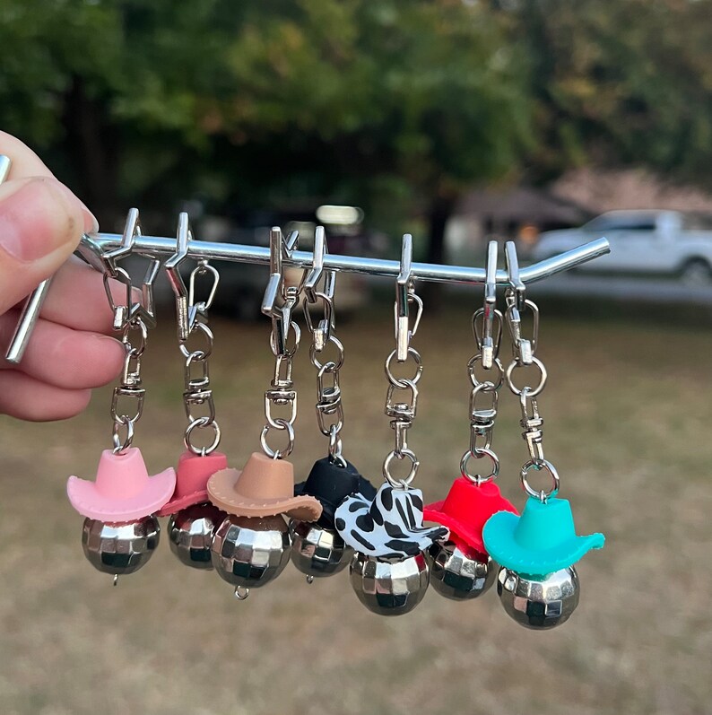 1 Mini Cowboy Hat Disco Ball Keychain - Etsy