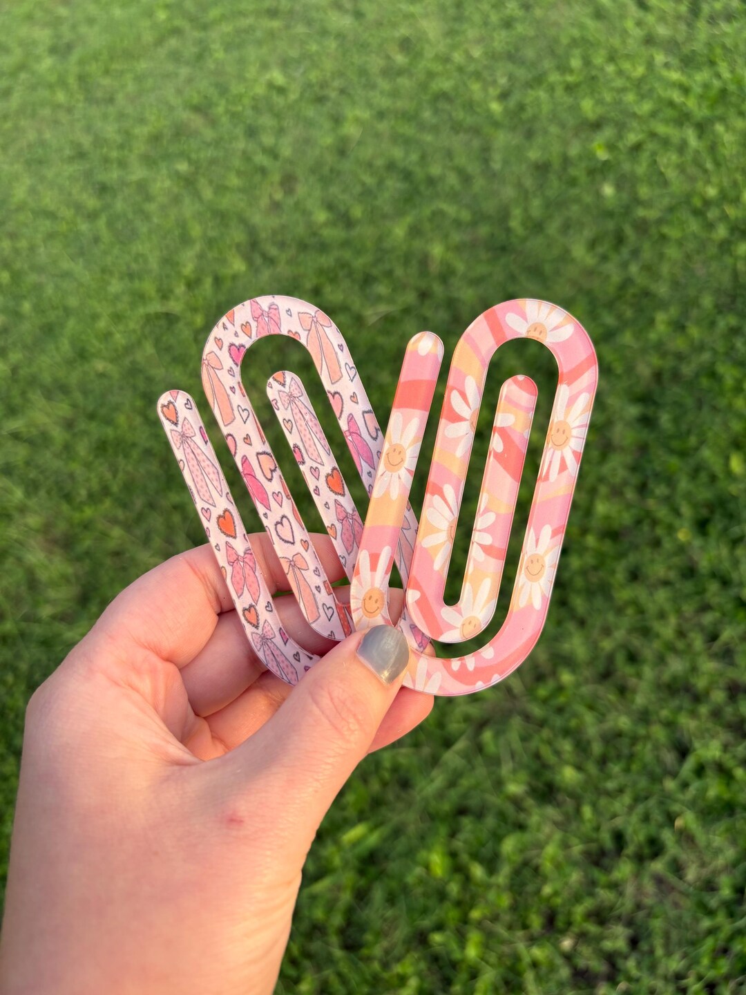 Jumbo Paperclip Bookmarks/ Pink, Bows, Flowers - Etsy