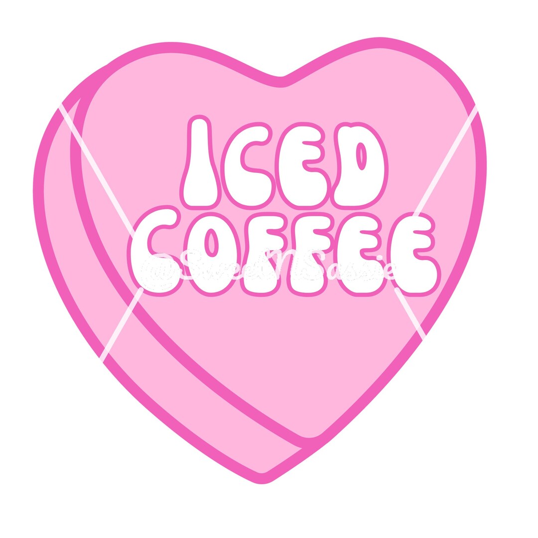 Pink Iced Coffee Valentines Heart Png File - Etsy