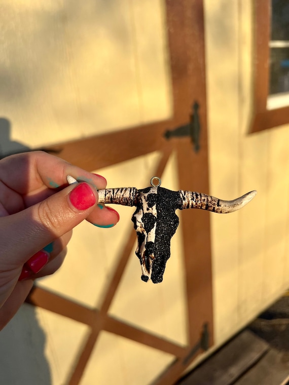 1 Custom Car Charm/bull Skull 4x2in | Etsy