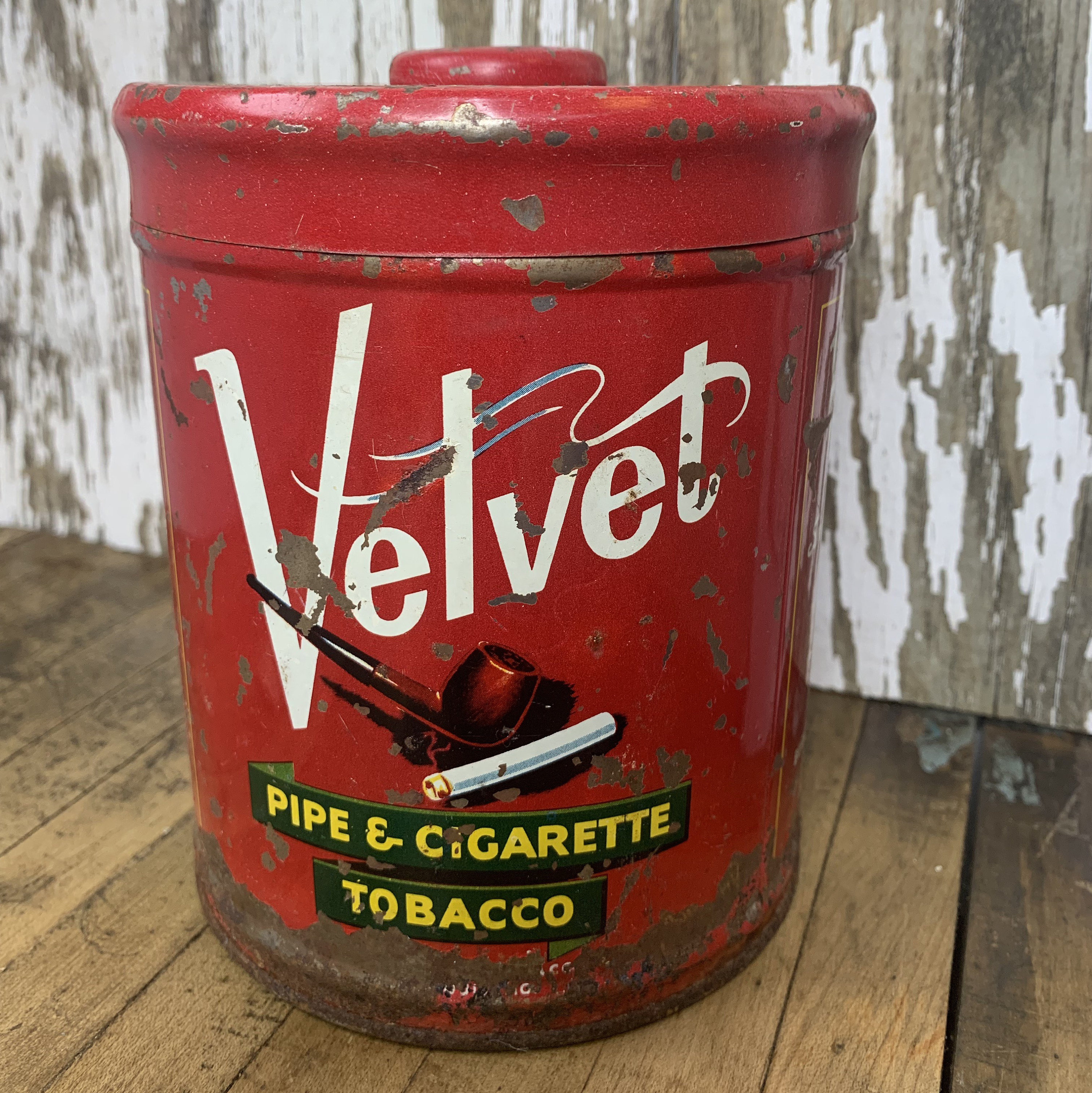 Vintage Velvet Pipe and Cigarette Tobacco Tin With Lid - Etsy