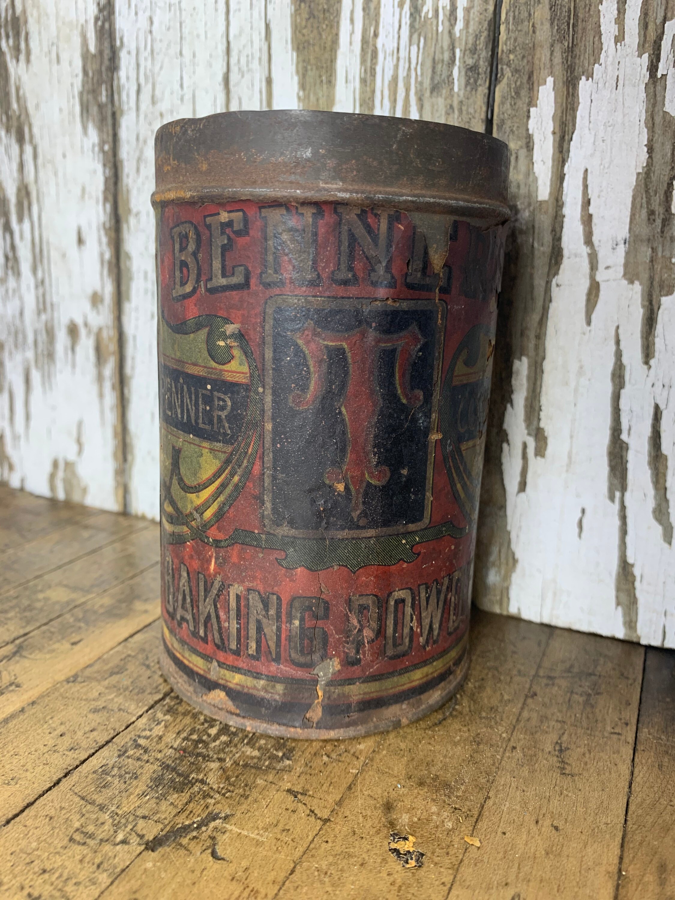 Antique Paper Label Baking Powder Tin Iowa Company Benner - Etsy