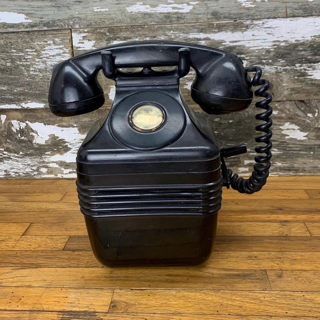 Antique Bakelite Wall Mounted Telephone - Hand Crank Magneto - Etsy