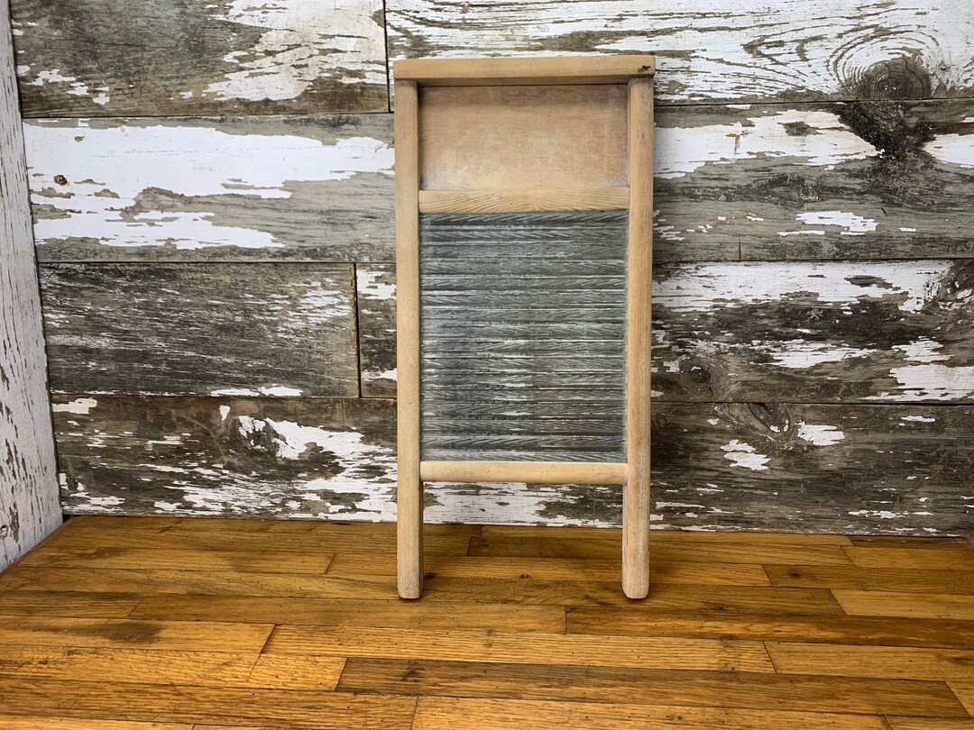 Antique Glass Washboard Wood and Glass Word and Graphics Show When Wet ...