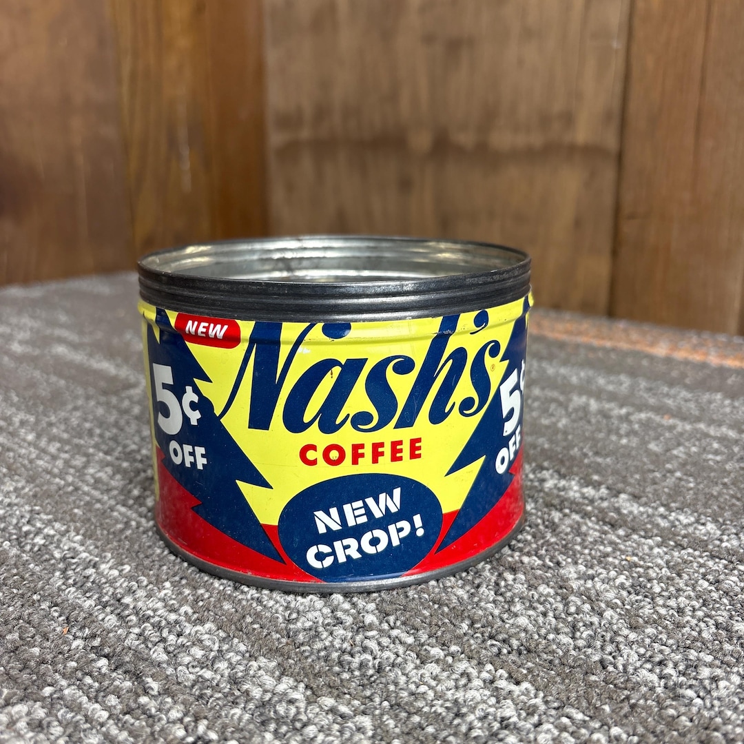 Vintage Nash’s New Crop 5 Cent off Label 1lb Coffee Can - Etsy