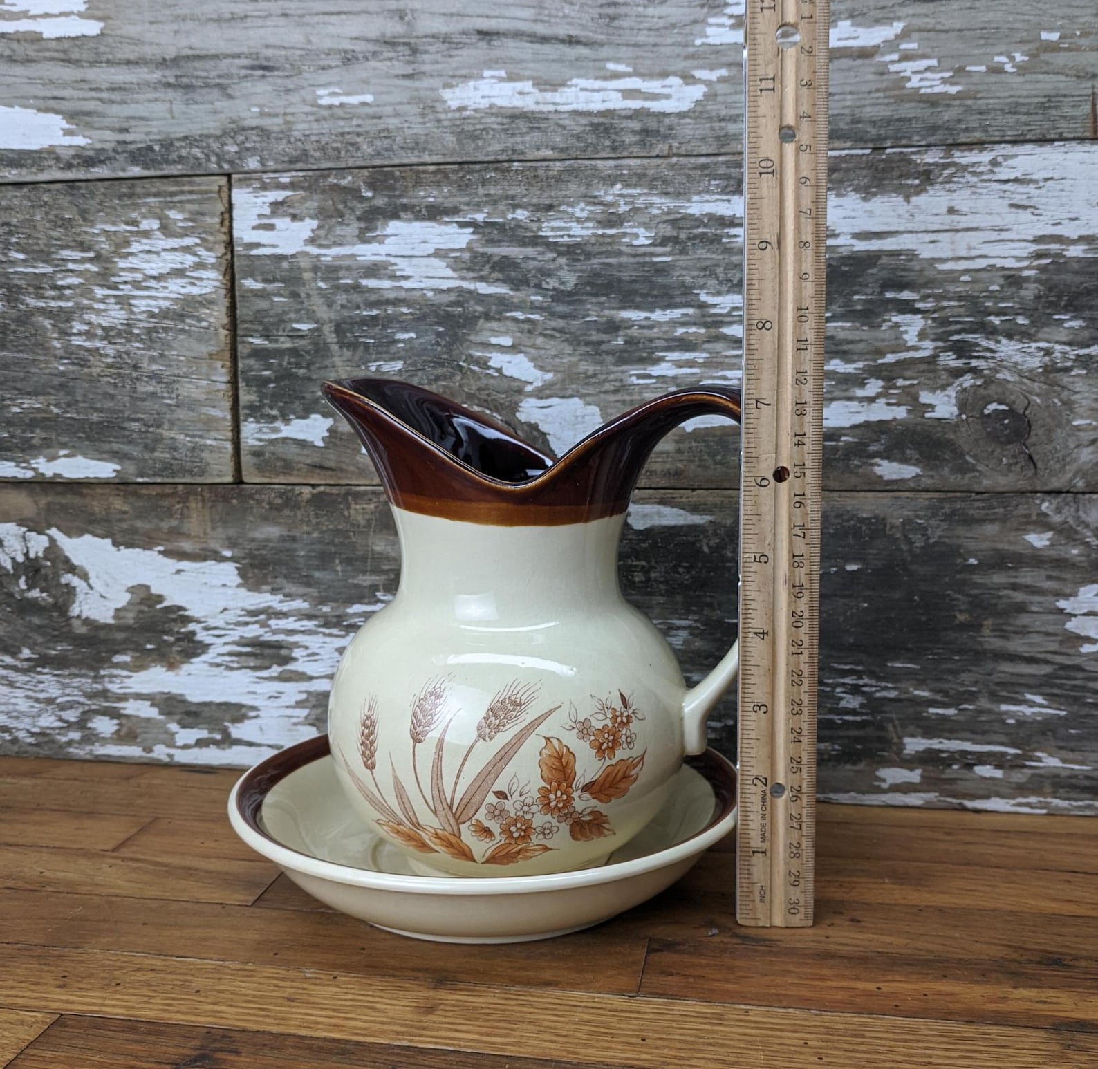 Cottage Style Ceramic Pitcher With Wheat Design Made in Japan Vintage ...