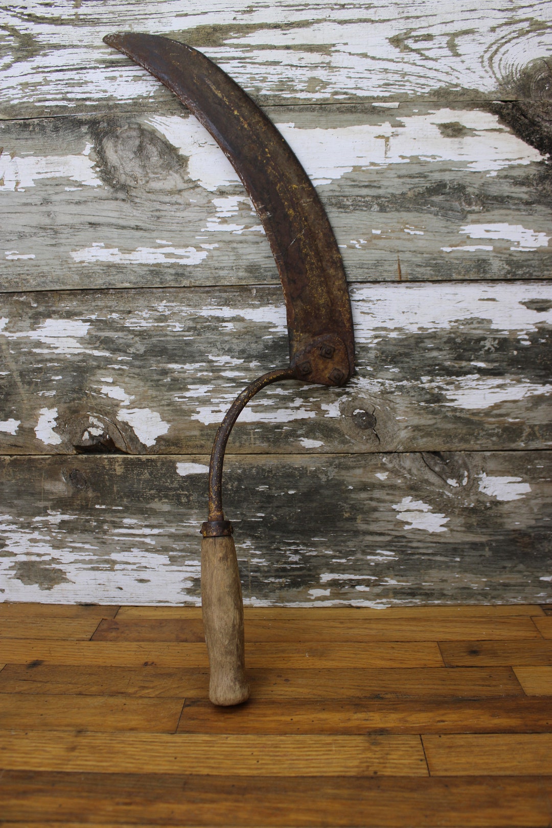 Rustic Antique Sickle, Hand Scythe - Wood Handle Farm Hand Sickle, Weed ...