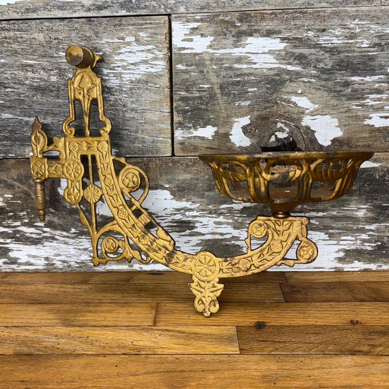 Antique Cast Iron Swing Arm Sconce With Mirror Slot (no Wall Bracket ...