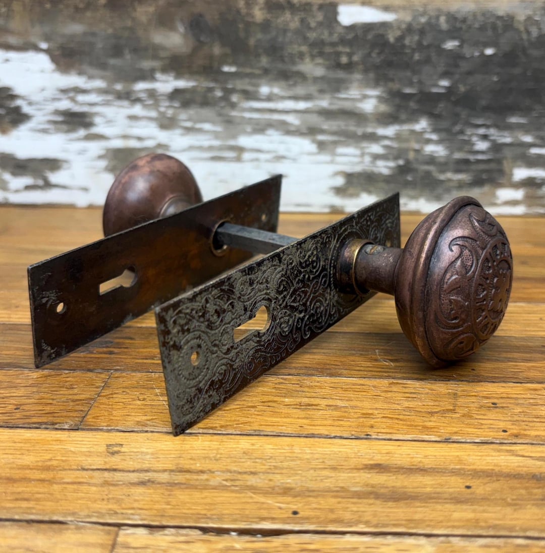 Antique Victorian Era Door Hardware Doorknobs and Door Plates Brass and ...