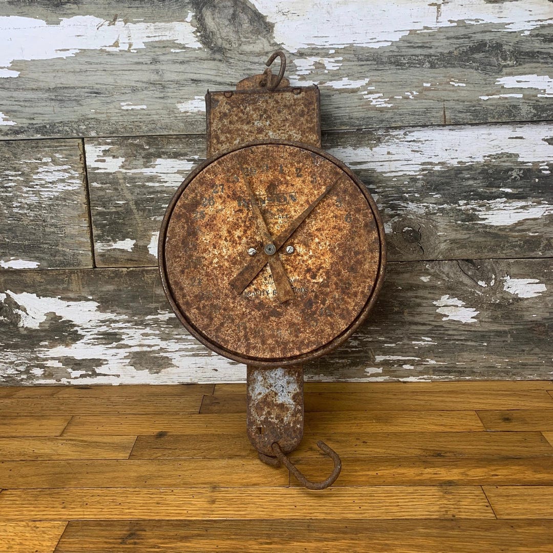 Rustic Metal Hanson 60lb Hanging Scale - Vintage Hanging Scale - Non ...