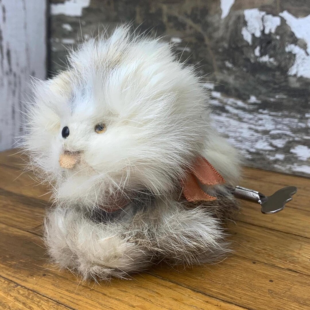 Occupied Japan Mechanical Jumping Dog - Real Rabbit Fur - Mechanical ...