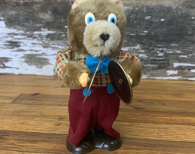 Vintage Wind up Mechanical Bear Playing the Cymbals - Works! - Vintage ...