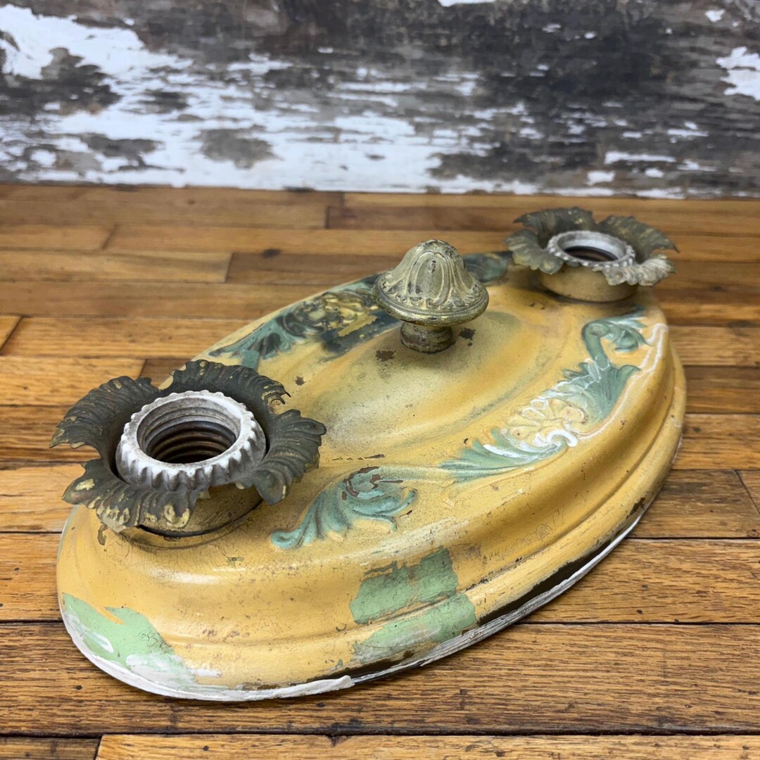 Antique Pressed Tin Dual Socket Ceiling Light Fixture - Architectural ...