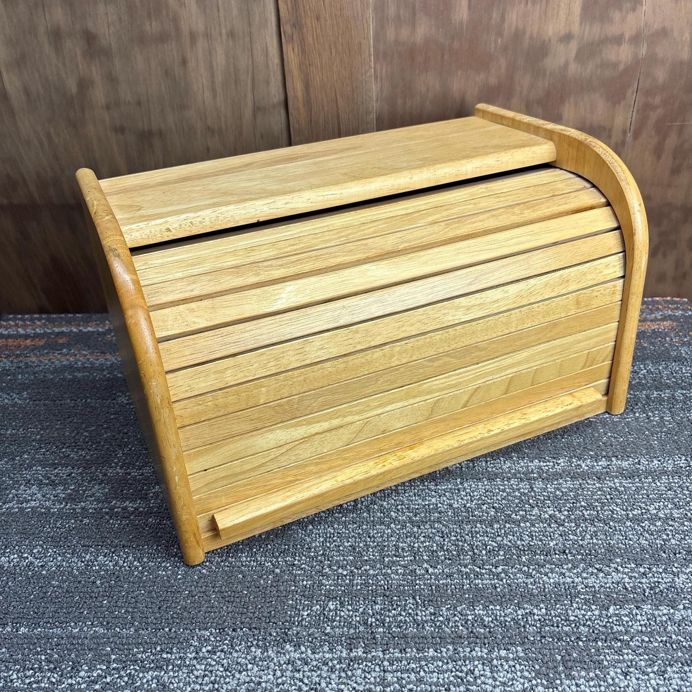 Vintage Roll Top Bread Box - Classic Farmhouse Wooden Kitchen Storage ...