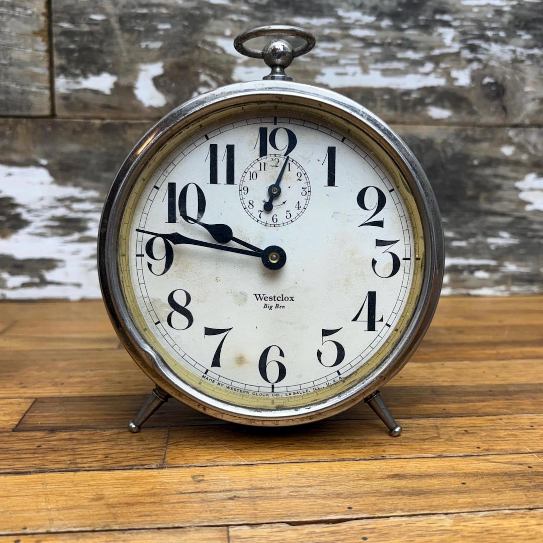 Antique 1919 Westclox Big Ben Chrome Alarm Clock - Made by Western ...
